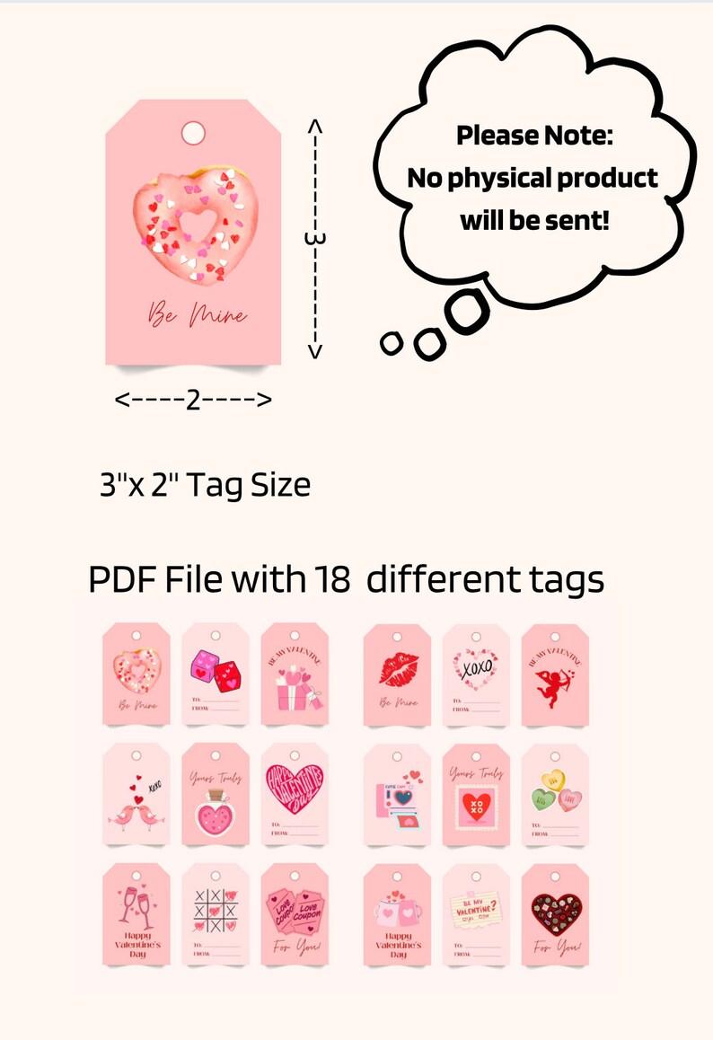 Valentines Printables. Gift Tags for Valentine's Day. Printable PDF ...