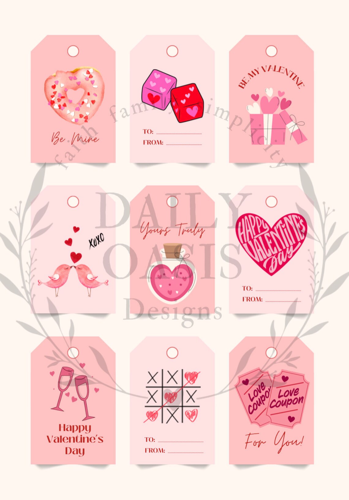 Valentines Printables. Gift Tags for Valentine's Day. Printable PDF ...