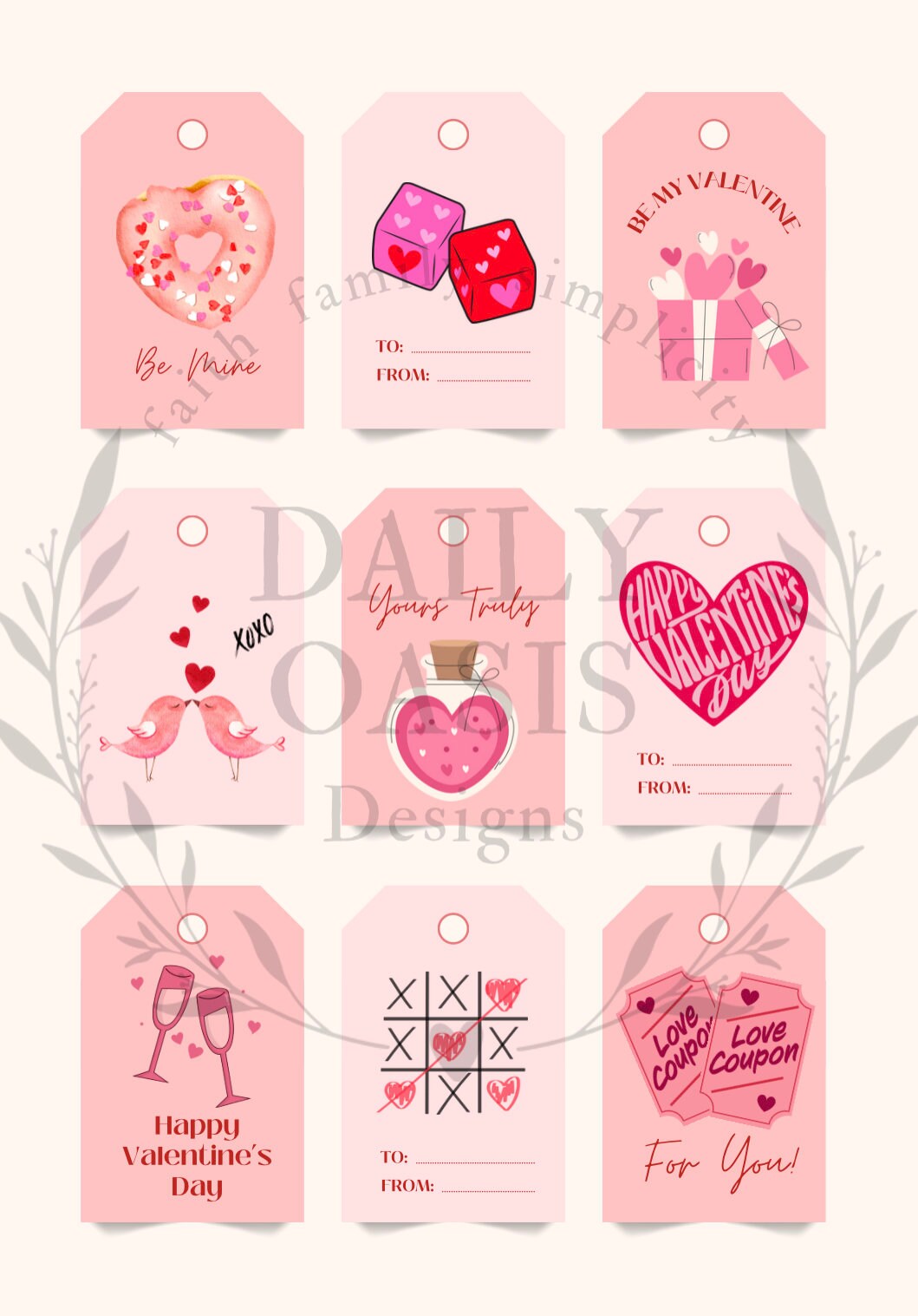 Valentines Printables. Gift Tags for Valentine's Day. Printable PDF ...