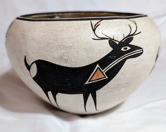 Historic Acoma Pueblo Black on White Pottery Olla Jar, Attributed Lucy ...