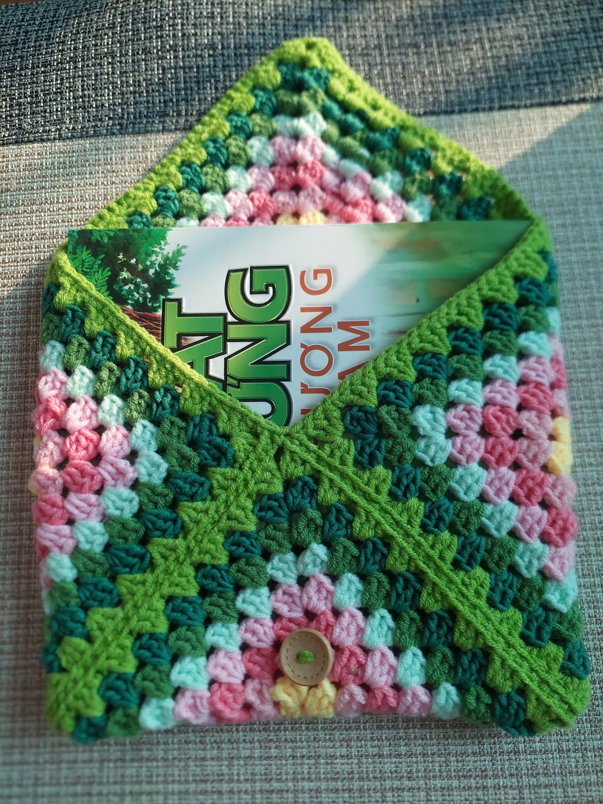 Crochet Granny Square Book Sleeve, Handmade Book Cover, Gift for ...