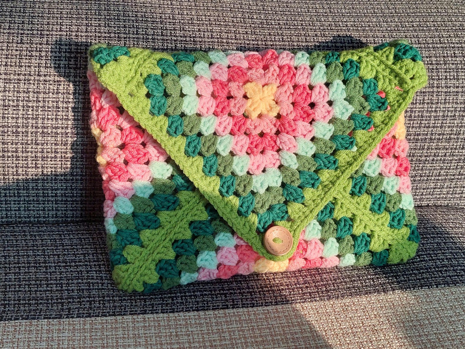 Crochet Granny Square Book Sleeve, Handmade Book Cover, Gift for ...