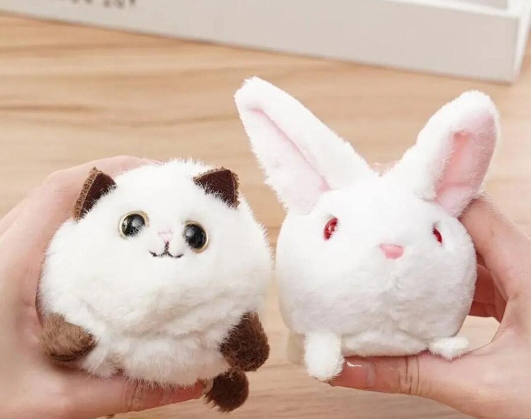 Cute Plush Blue Cat Brador Cat Tail Wagging Keychain Pendant Doll Plush ...