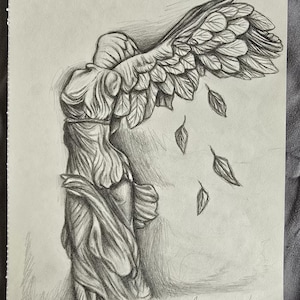 Goddess Nike ORIGINAL Pencil Sketch (unframed) - Etsy