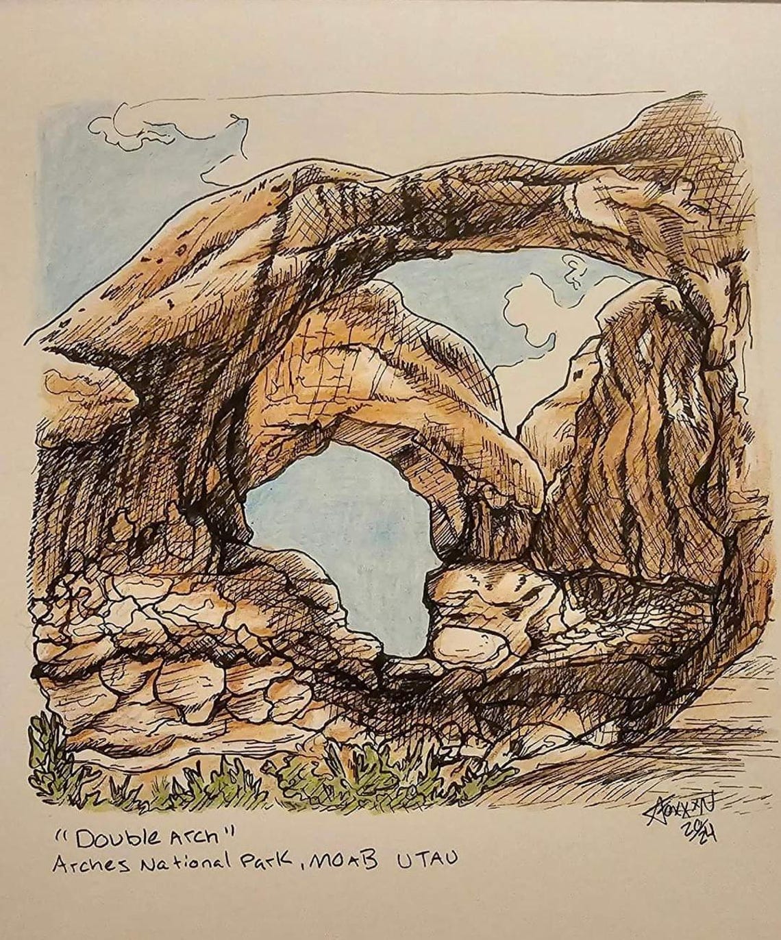 Double Arch ORIGINAL Hand Drawn Sketch (unframed) - Etsy