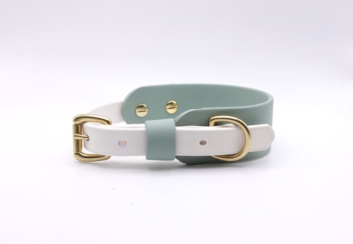 Large Custom Two Tone Sage and White Biothane® Collar Waterproof - Etsy