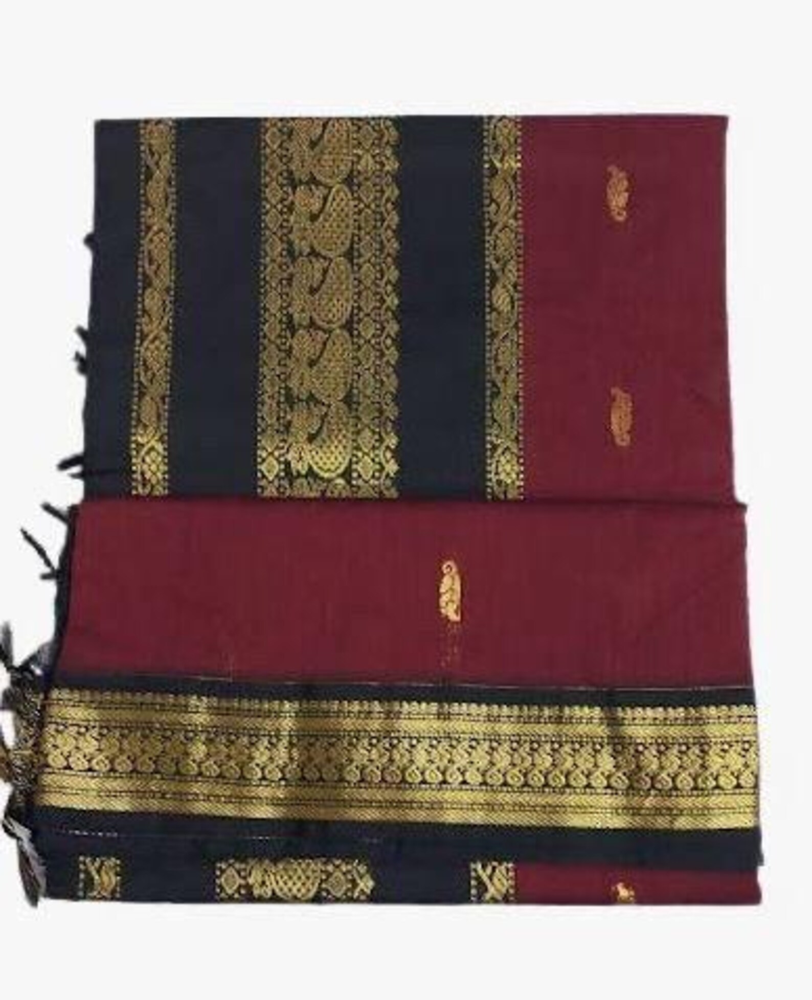 Pure Handloom Gadhwal | From Yeola Maharashtra India | Maroon Color ...