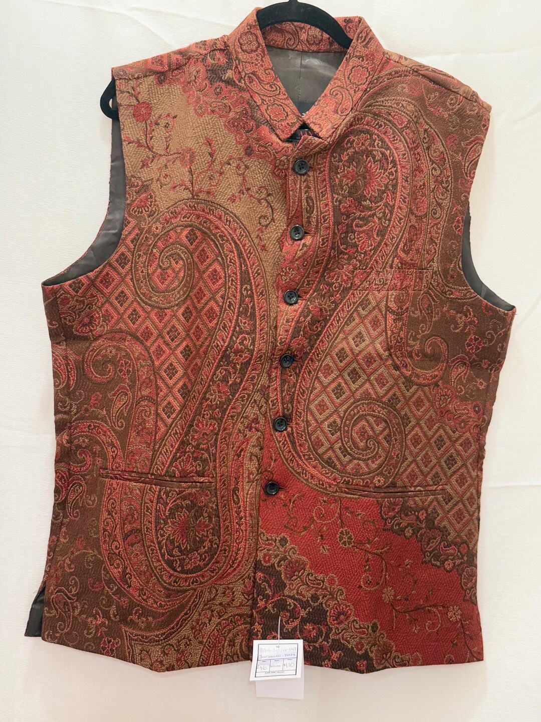 Kani Jamawar MENS WOVEN JACQUARD Waistcoats, Structured Fit, Brown ...