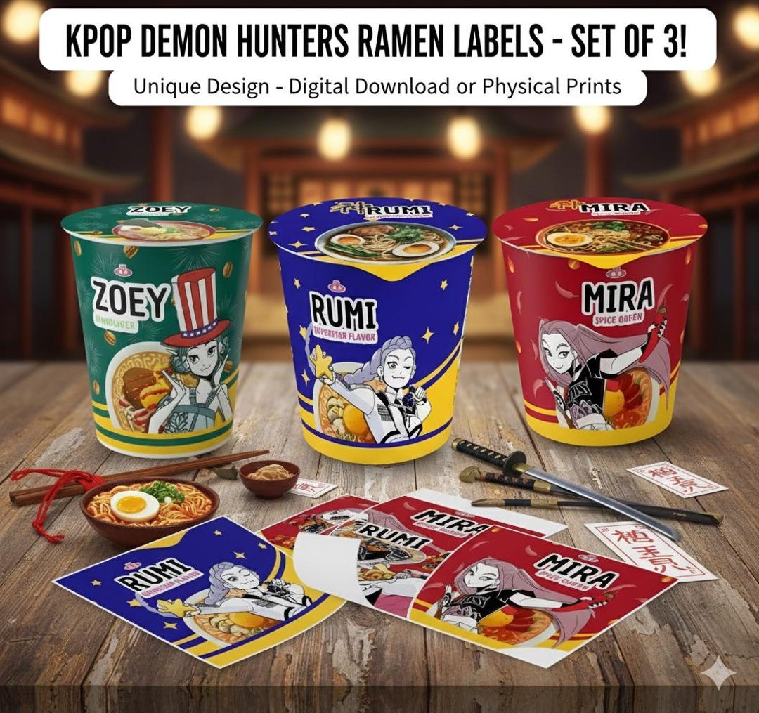 KPOP Demon Hunters Ramen Labels - Set of 3! Unique Design - Digital - Etsy