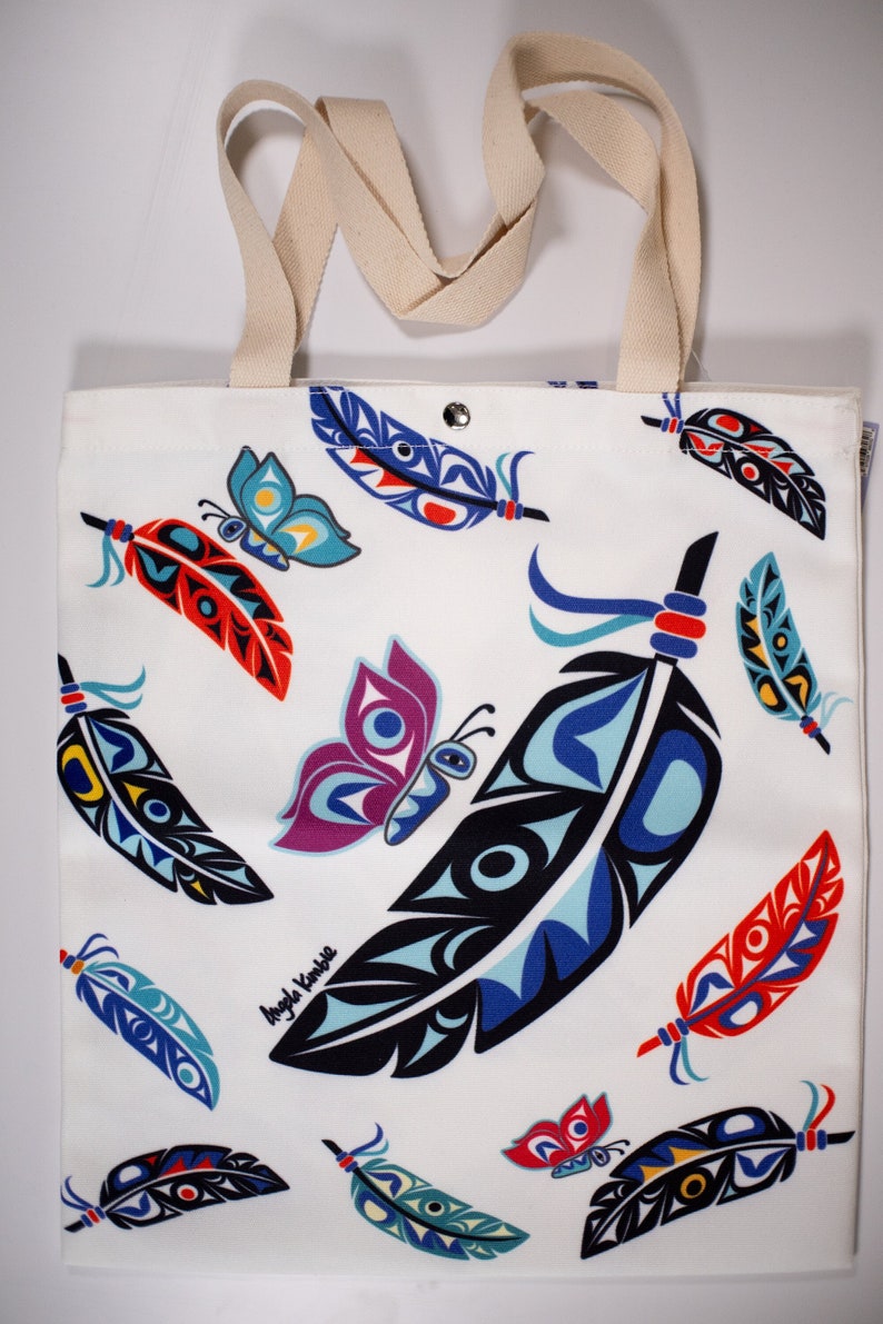 Coast Salish 'feather' Indigenous Design by Angela Kimble Tote Bag ...