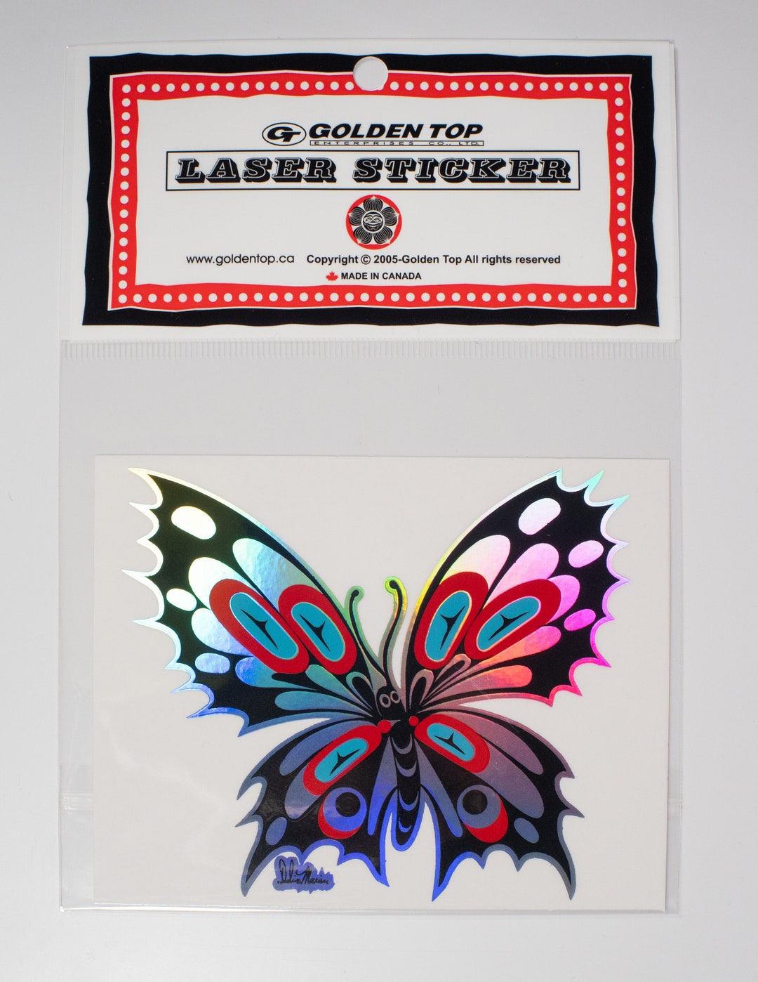 Cree 'butterfly' Indigenous Design by Delvis Morrison Laser Sticker ...