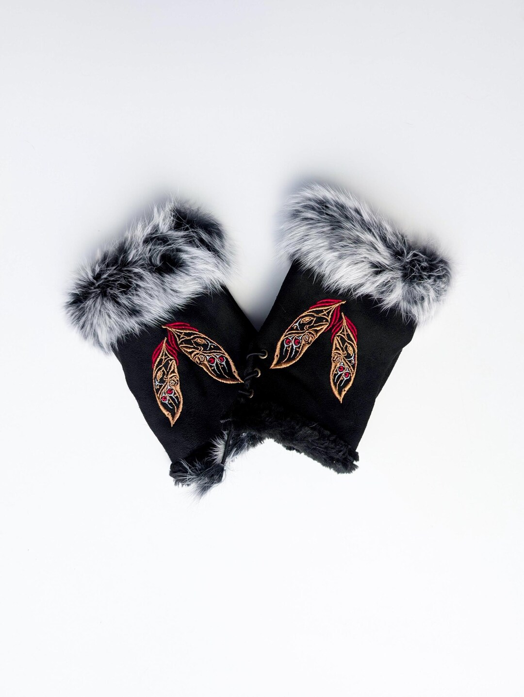 First Nations 'feather' by Gene Suyu Fingerless Texting Gloves | Hand ...
