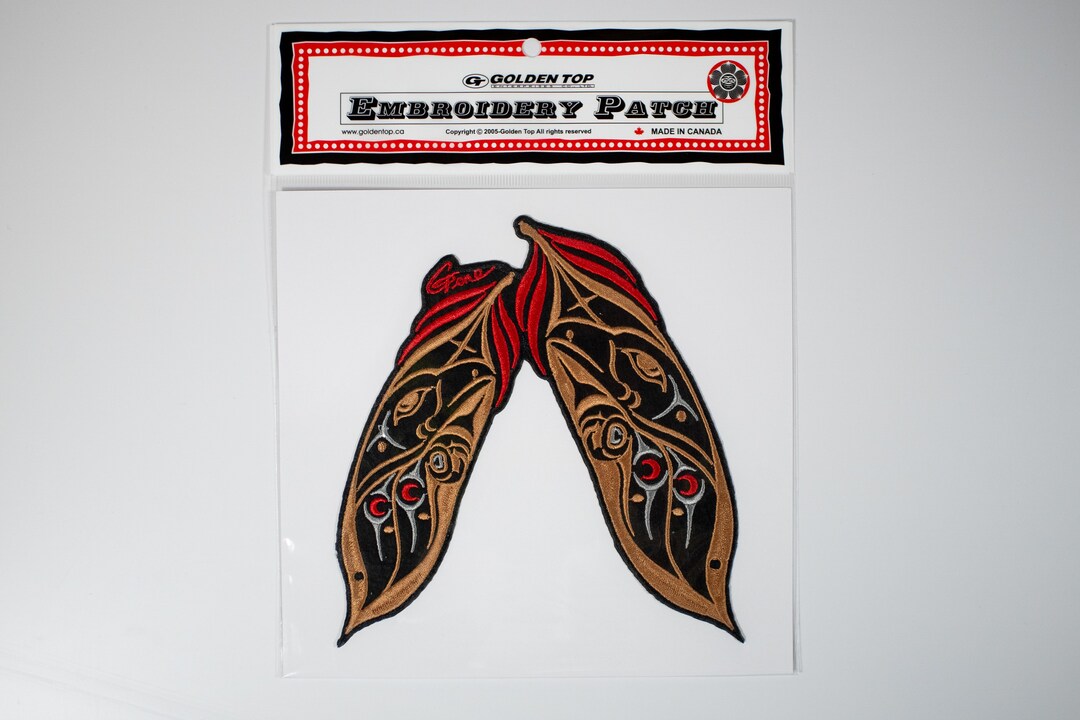 First Nations 'feather' Design by Gene Suyu | Iron-on 18cm Embroidered ...