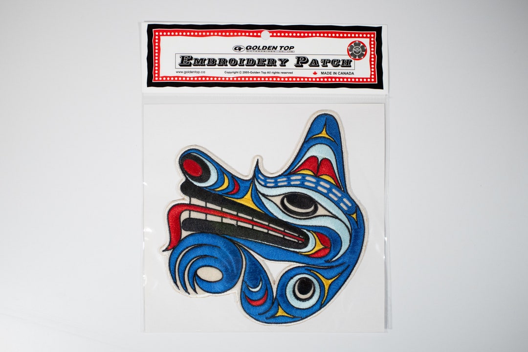 Coast Salish 'wolf' Indigenous Design by Joe Wilson | Iron-on 20cm ...