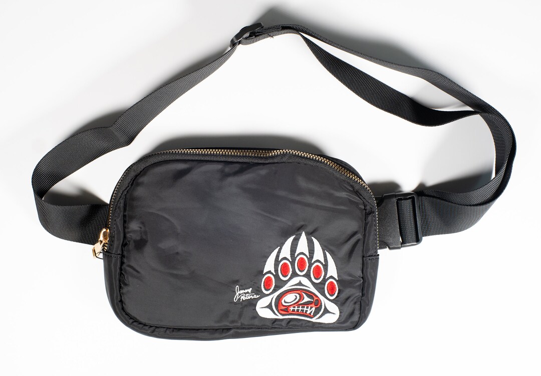 Salish 'paw' by Jason Peters Embroidered Indigenous Design Belt Bag ...