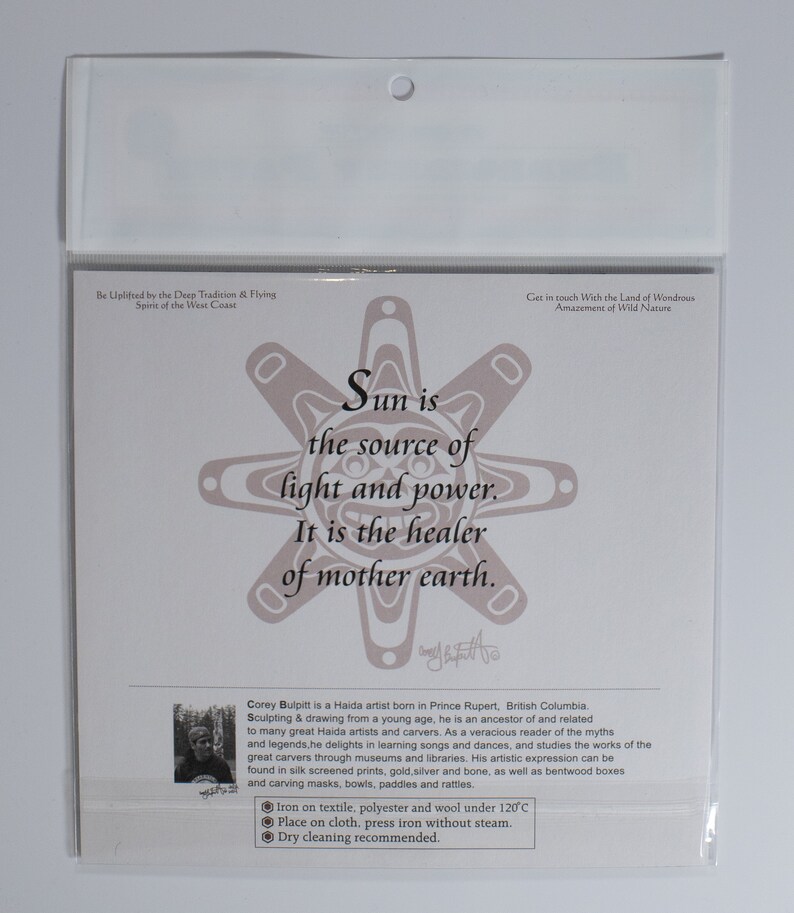 Haida 'sun' Indigenous Design by Corey Bulpitt Iron-on 19cm Embroidered ...