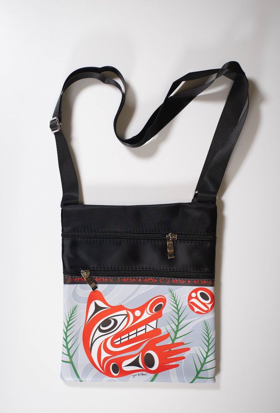Salish 'wolf Harvest' Indigenous Design by Joe Wilson | Crossbody Purse ...