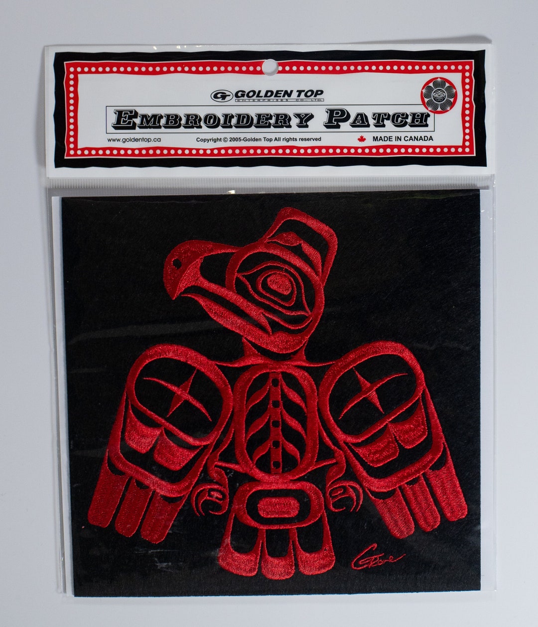 First Nations 'eagle' by Gene Suyu | Big Iron-on 19cm Embroidered Patch ...