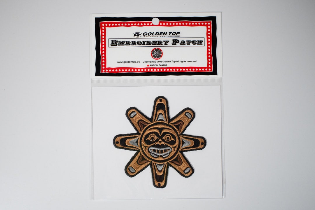 Haida 'sun' Design by Corey Bulpitt Iron-on 10cm Embroidered Patch ...
