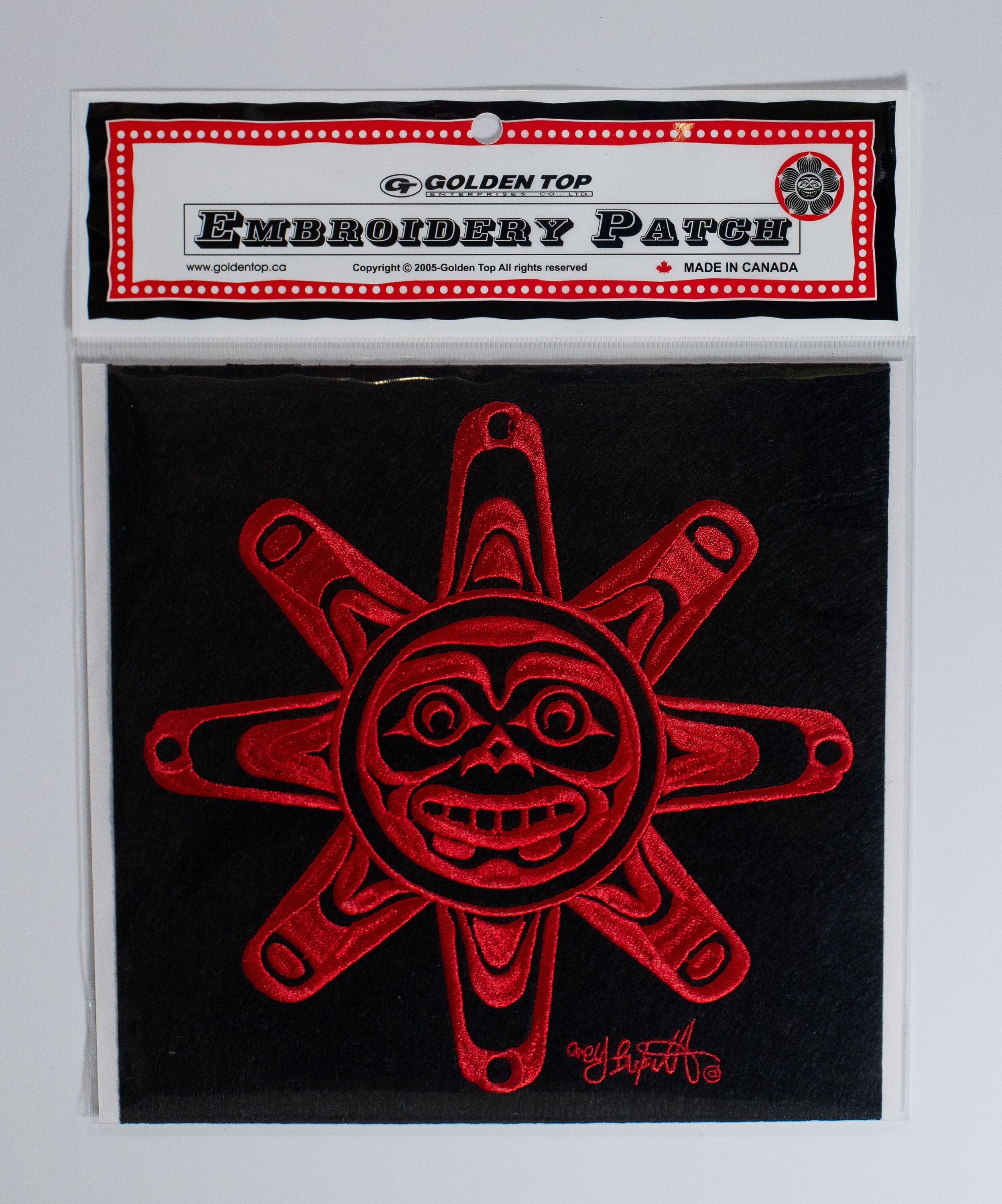 Haida 'sun' Indigenous Design by Corey Bulpitt Iron-on 19cm Embroidered ...