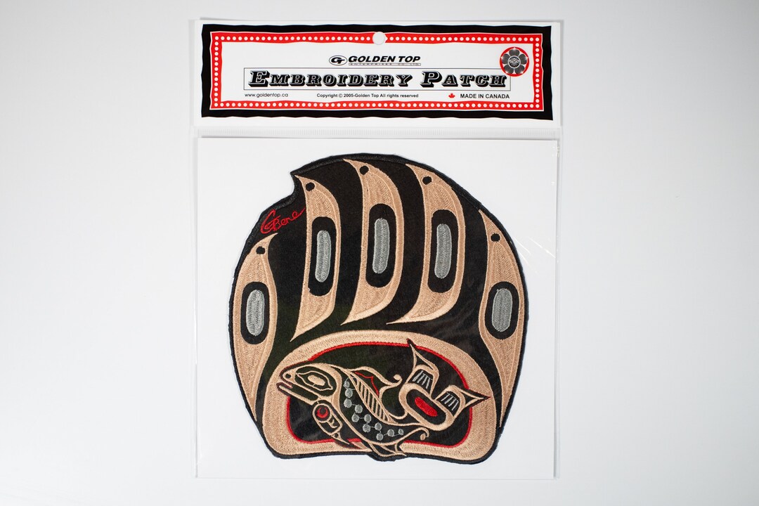 First Nations 'bear Paw' Design by Gene Suyu | Iron-on 18cm Embroidered ...