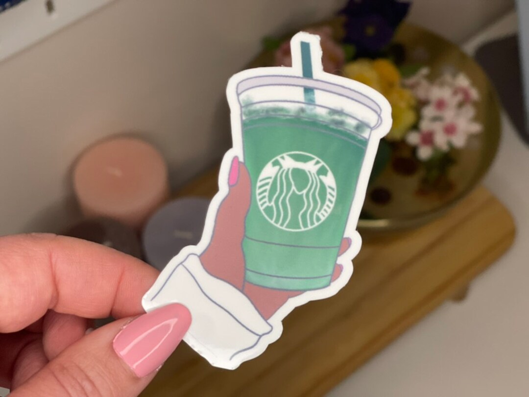 Matcha Iced Latte Sticker Coffee Sticker Green Drink Sticker - Etsy
