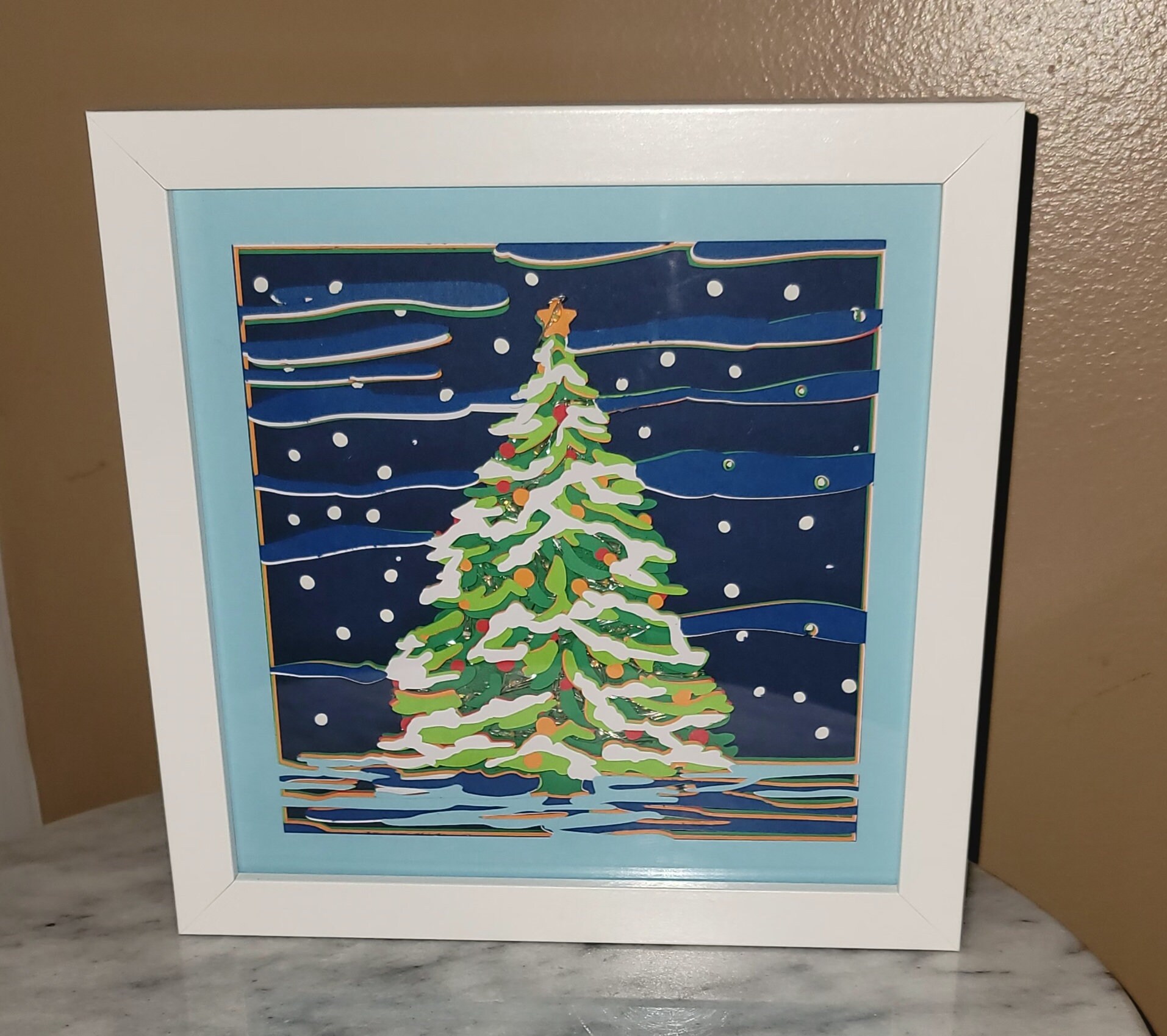 Christmas Tree With Lights 3D Shadow Box - Etsy