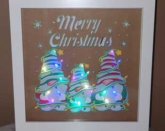 Christmas Tree With Lights 3D Shadow Box - Etsy