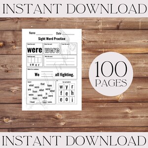 100 Printable Sight Words Worksheets Learning Kindergarten Homeschool ...