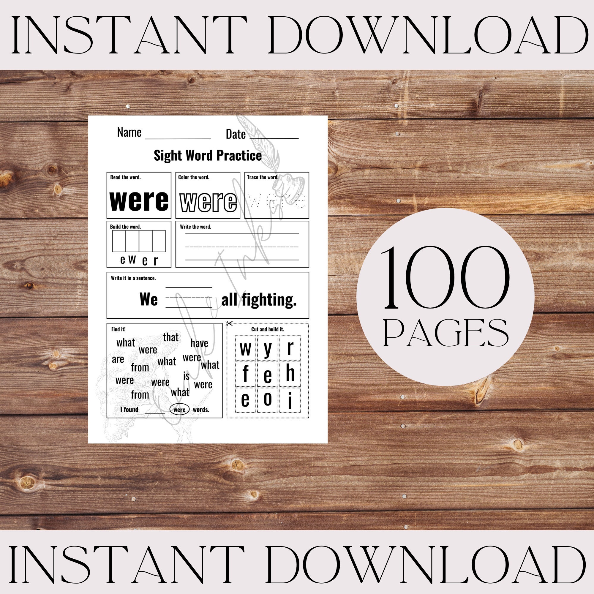 100 Printable Sight Words Worksheets | Learning | Kindergarten ...