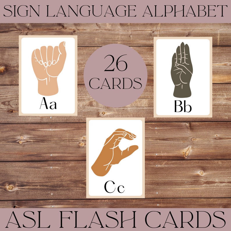 Sign Language Alphabet Flash Cards ASL Memorization ABC 5x7 Flashcards ...