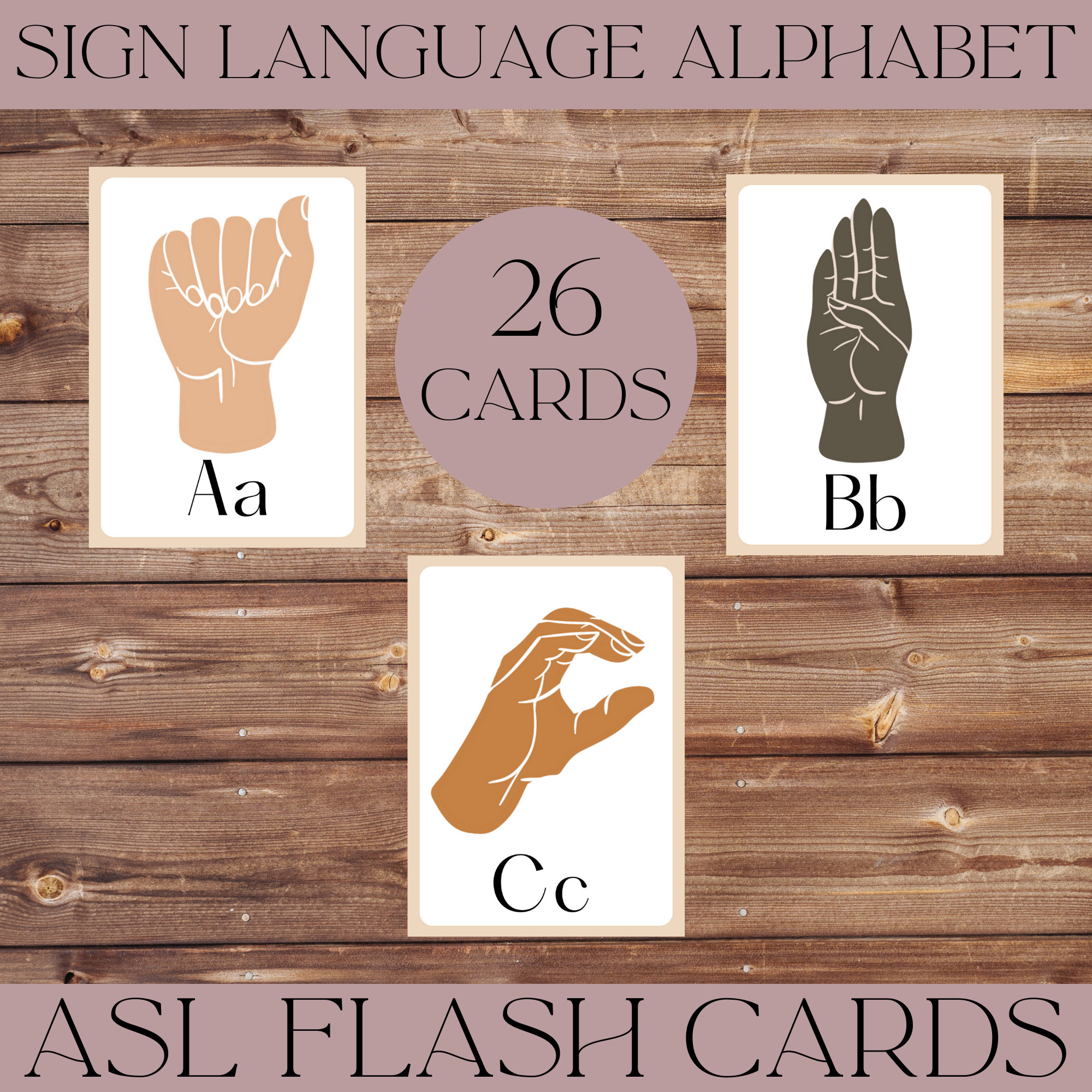 Sign Language Alphabet Flash Cards ASL Memorization ABC 5x7 Flashcards ...