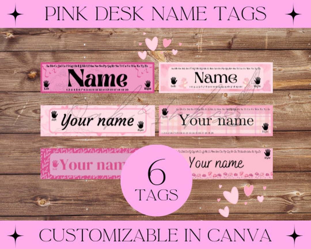 Pink Desk Name Tags | Name Plates | School | Kindergarten | Instant ...