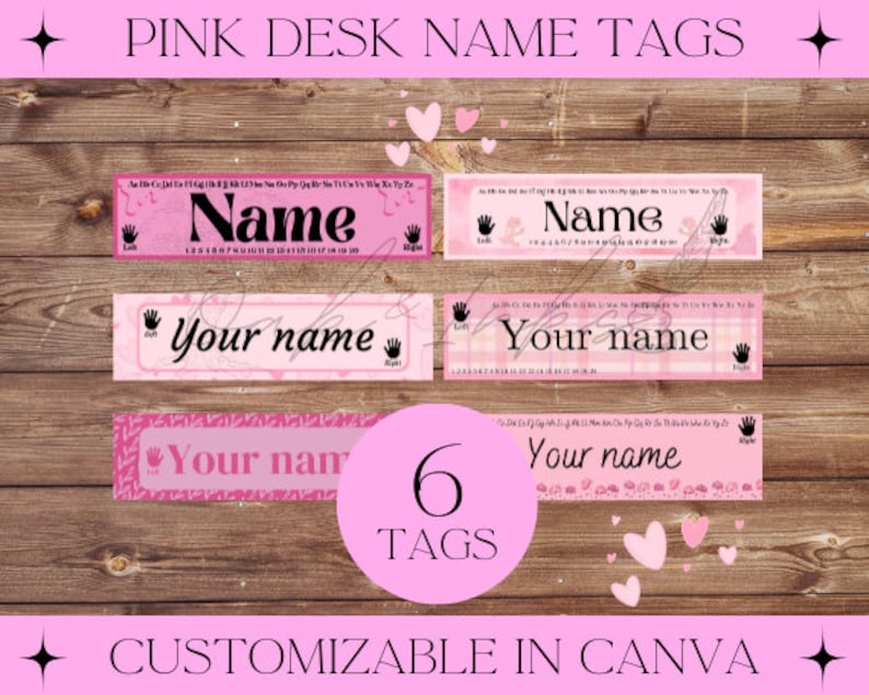 Pink Desk Name Tags | Name Plates | School | Kindergarten | Instant ...