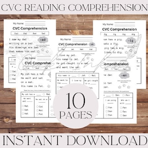 CVC Reading Comprehension | Learning | Kindergarten | Homeschool | Easy ...