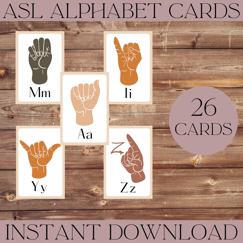 Sign Language Alphabet Flash Cards ASL Memorization ABC 4x6 Flashcards ...