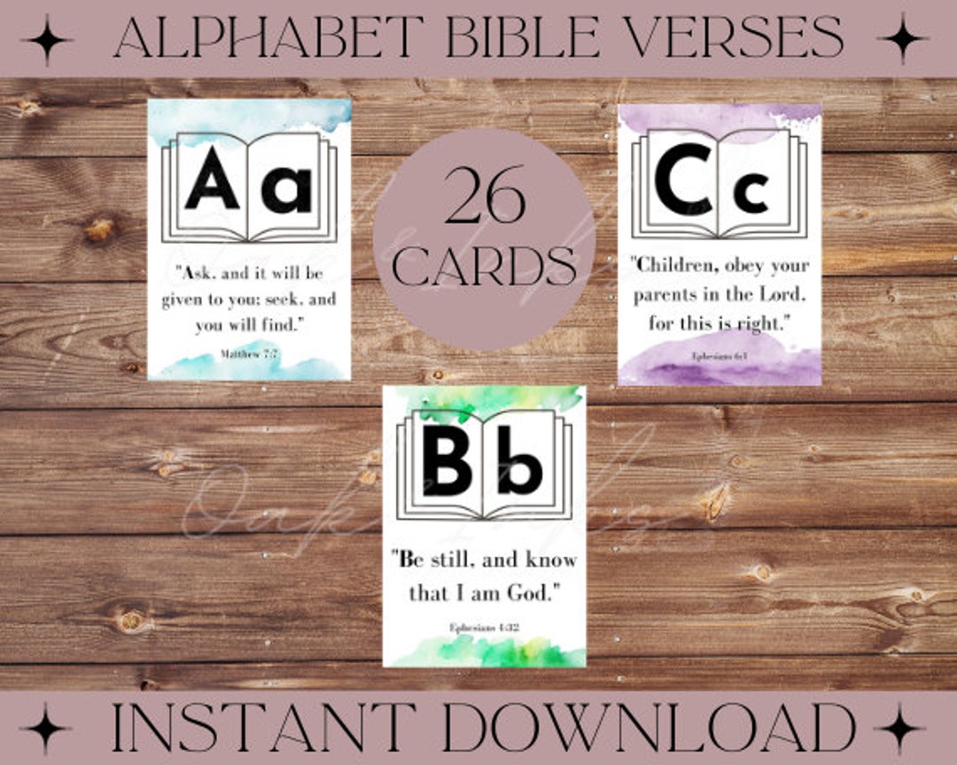 Watercolor Alphabet Scripture Cards | ABC | Memorization | Bible Verses ...