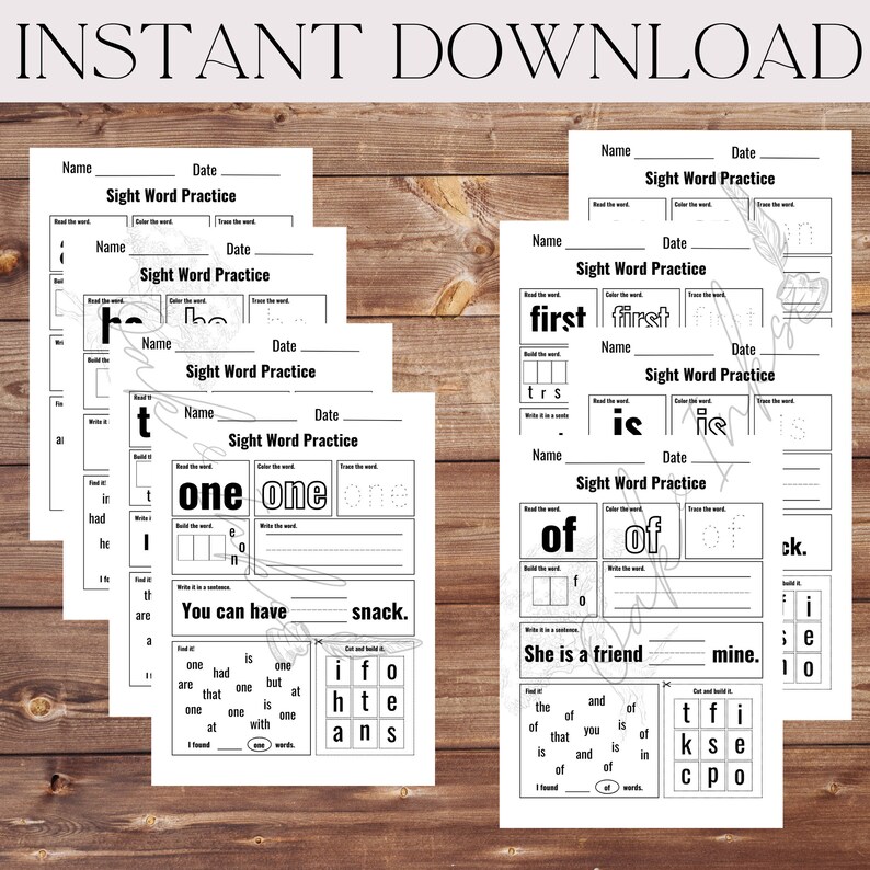 100 Printable Sight Words Worksheets Learning Kindergarten Homeschool ...