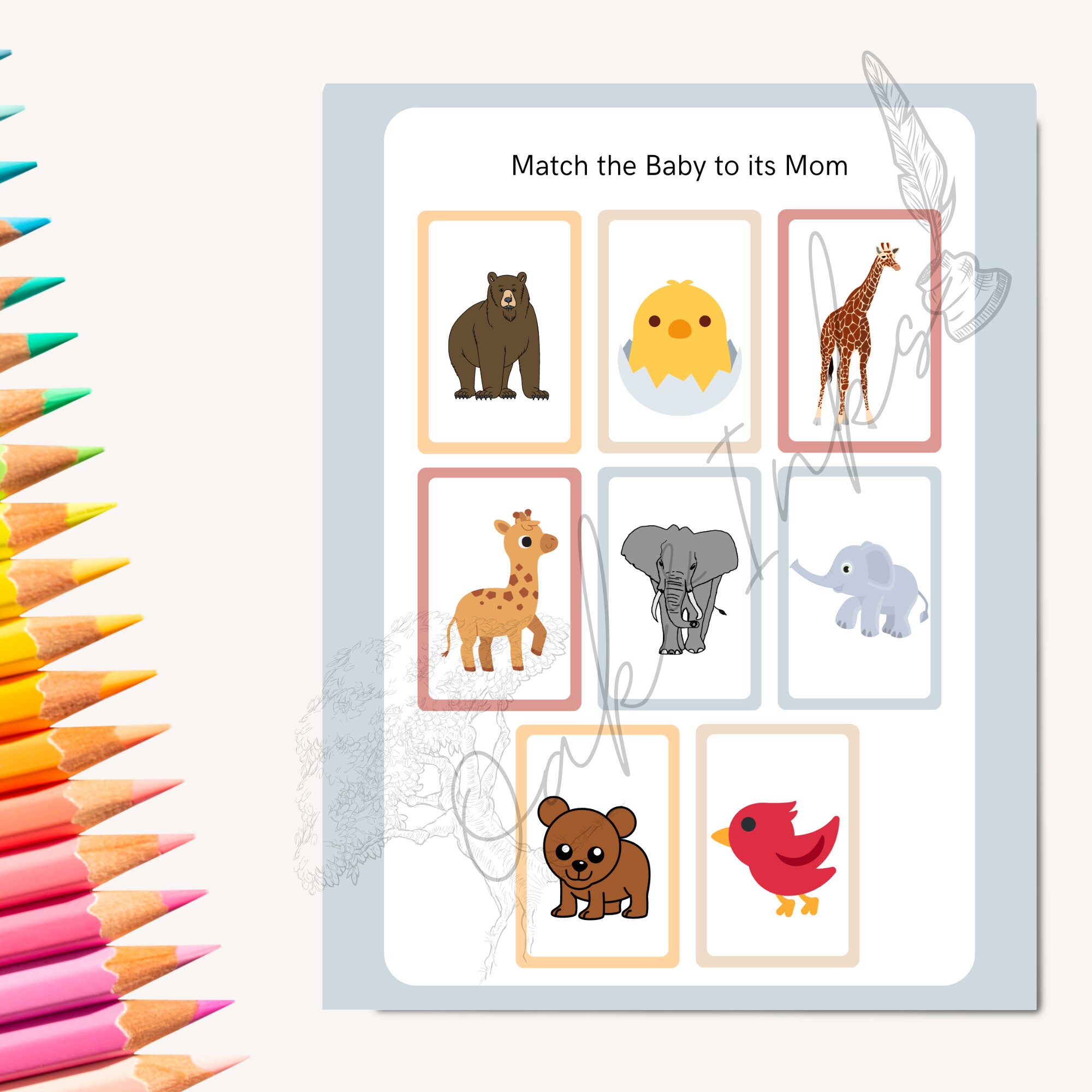 Matching Animals | Card Game | Printable | Digital Down | Homeschool ...