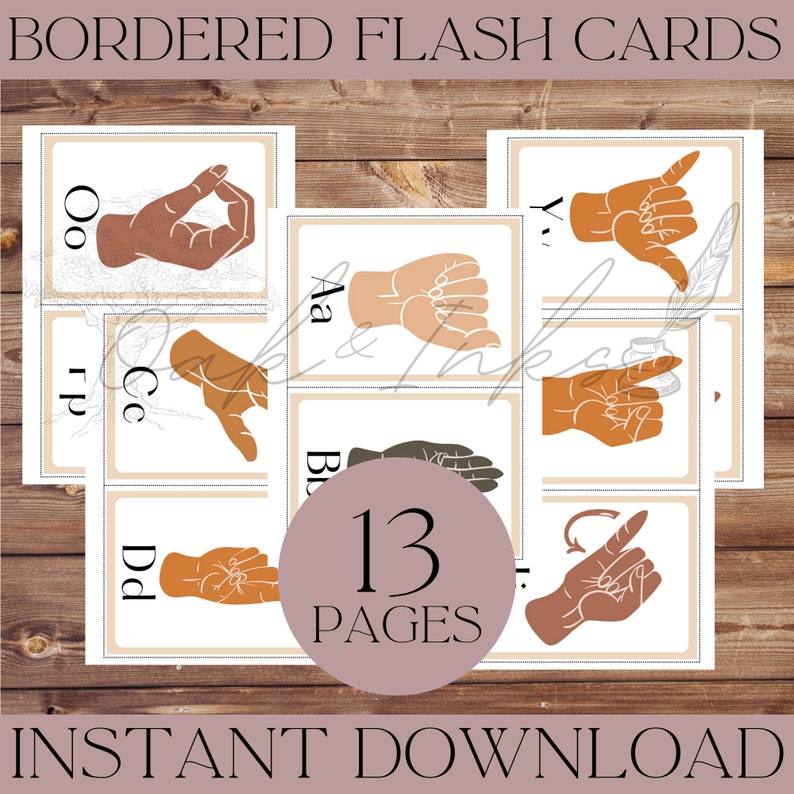 Sign Language Alphabet Flash Cards | ASL | Memorization | ABC | 5x7 ...