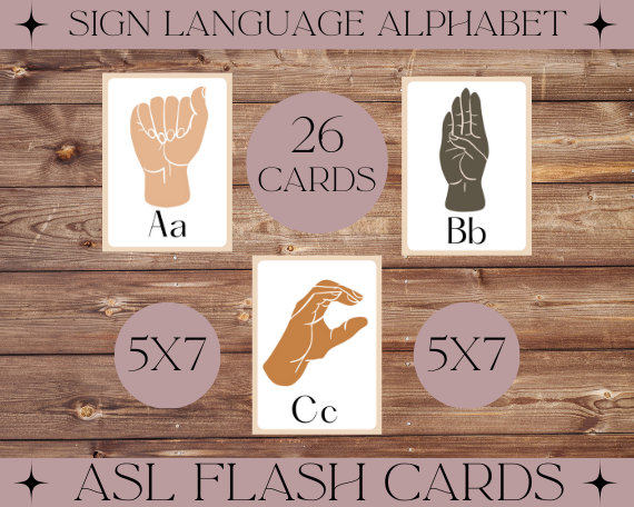 Sign Language Alphabet Flash Cards | ASL | Memorization | ABC | 5x7 ...