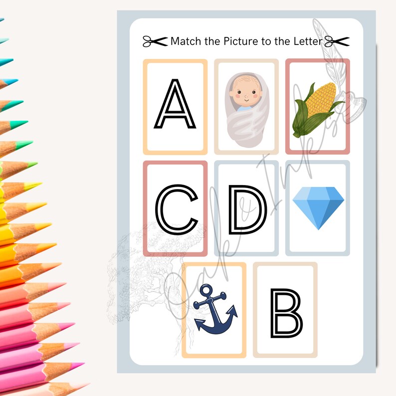Alphabet Matching Letter to Picture | Card Game |printable | Digital ...