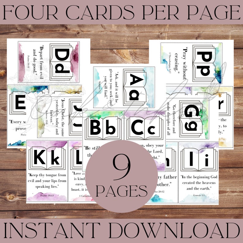Watercolor Alphabet Scripture Cards | ABC | Memorization | Bible Verses ...