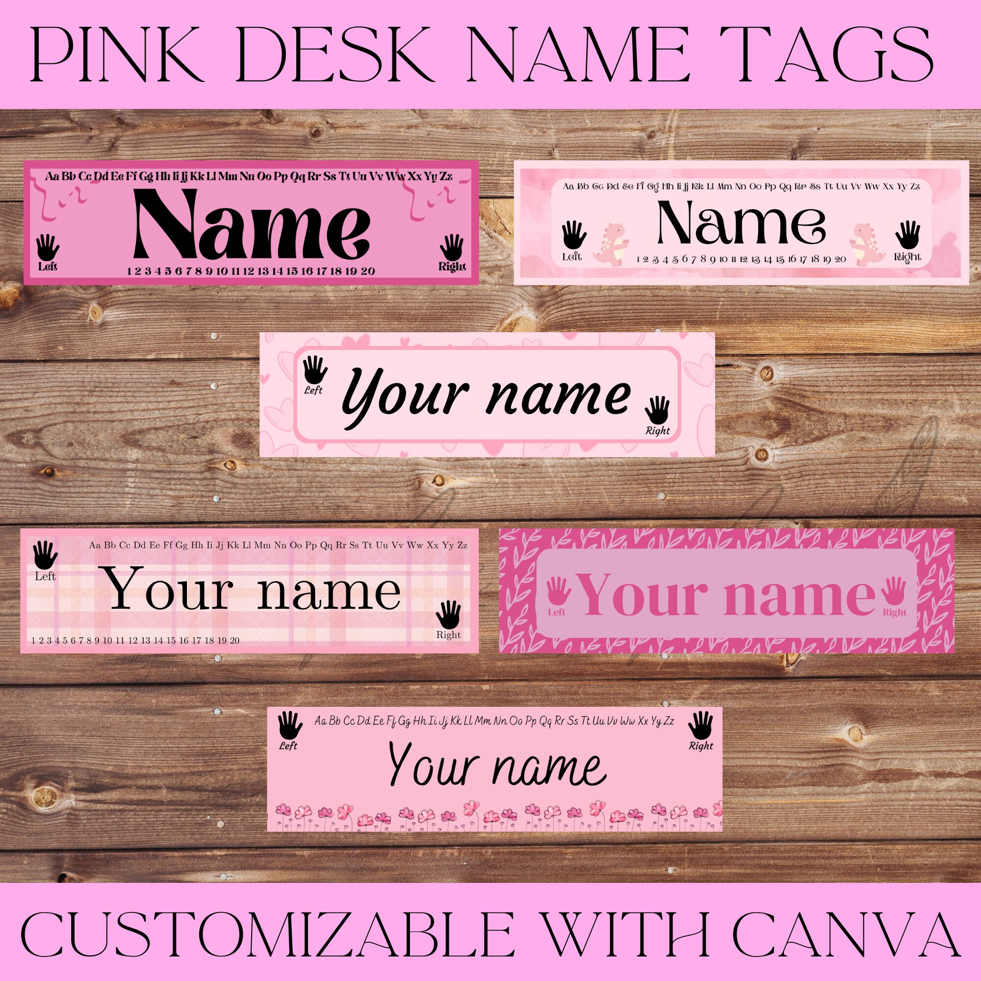Pink Desk Name Tags | Name Plates | School | Kindergarten | Instant ...
