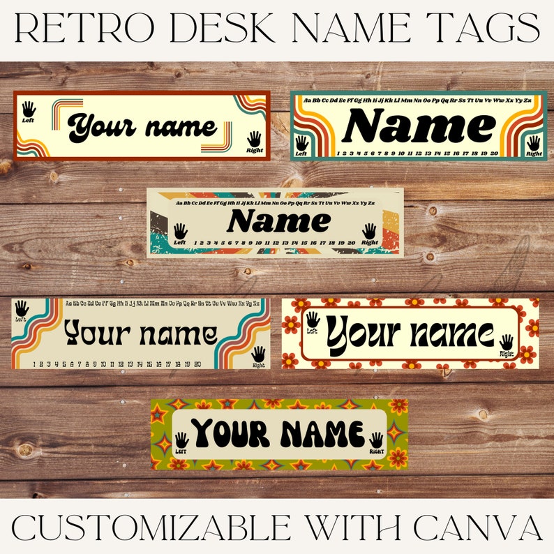 Retro Desk Name Tags | Name Plates | School | Kindergarten | Theme ...
