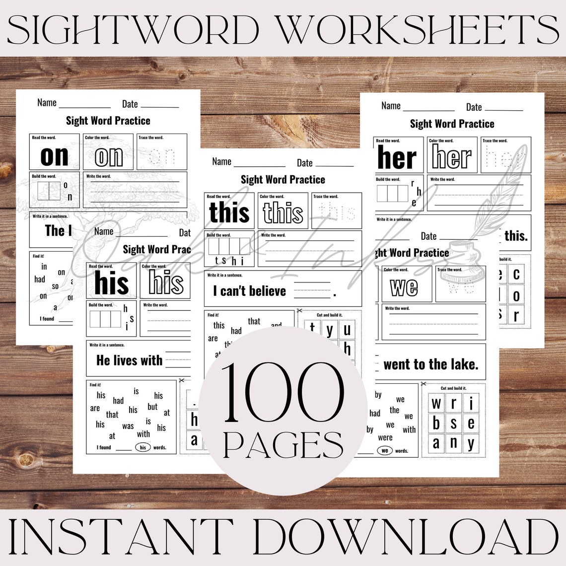 100 Printable Sight Words Worksheets Learning Kindergarten Homeschool ...