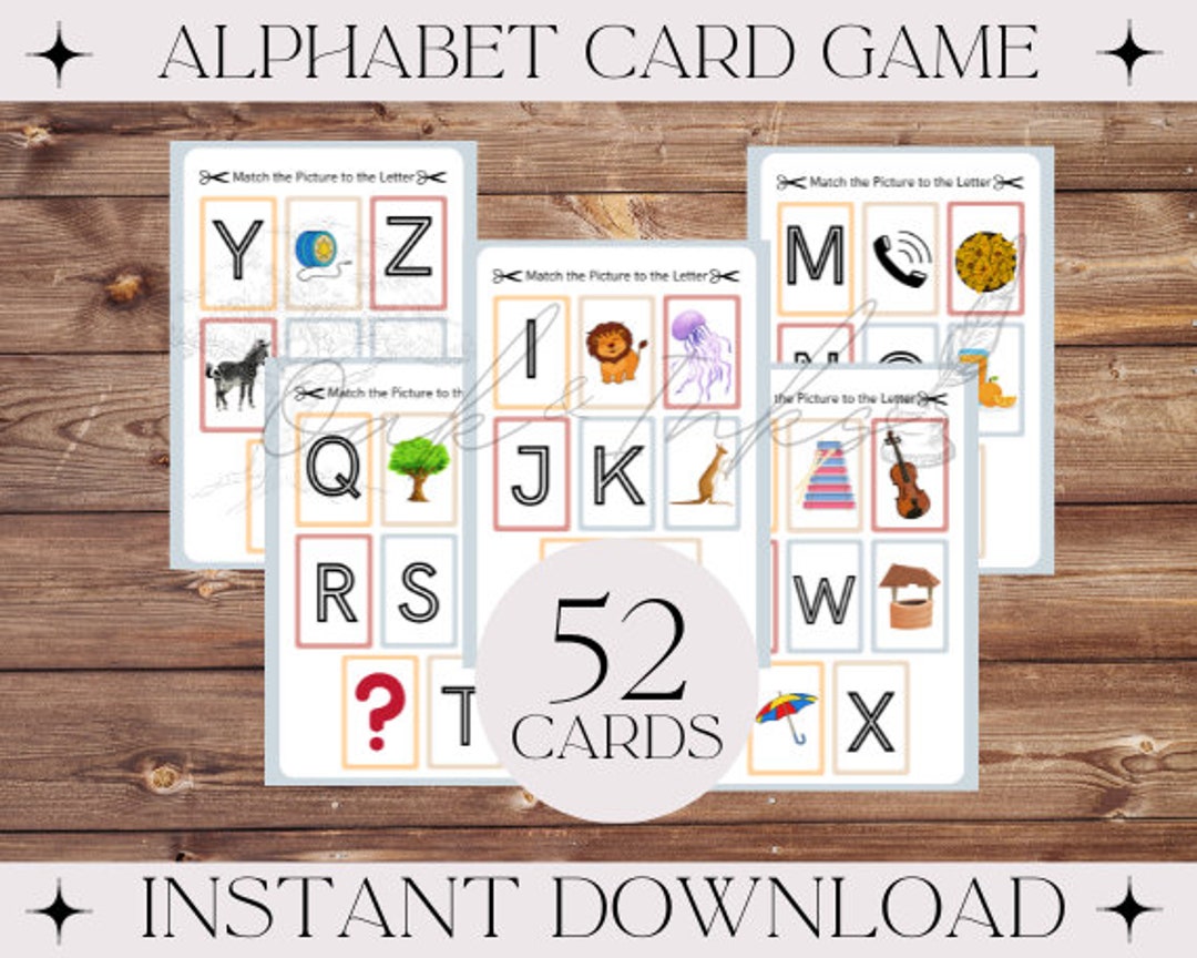 Alphabet Matching Letter to Picture | Card Game |printable | Digital ...