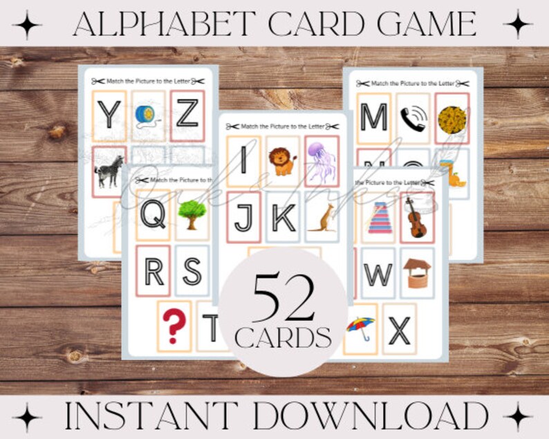 Alphabet Matching Letter to Picture | Card Game |printable | Digital ...