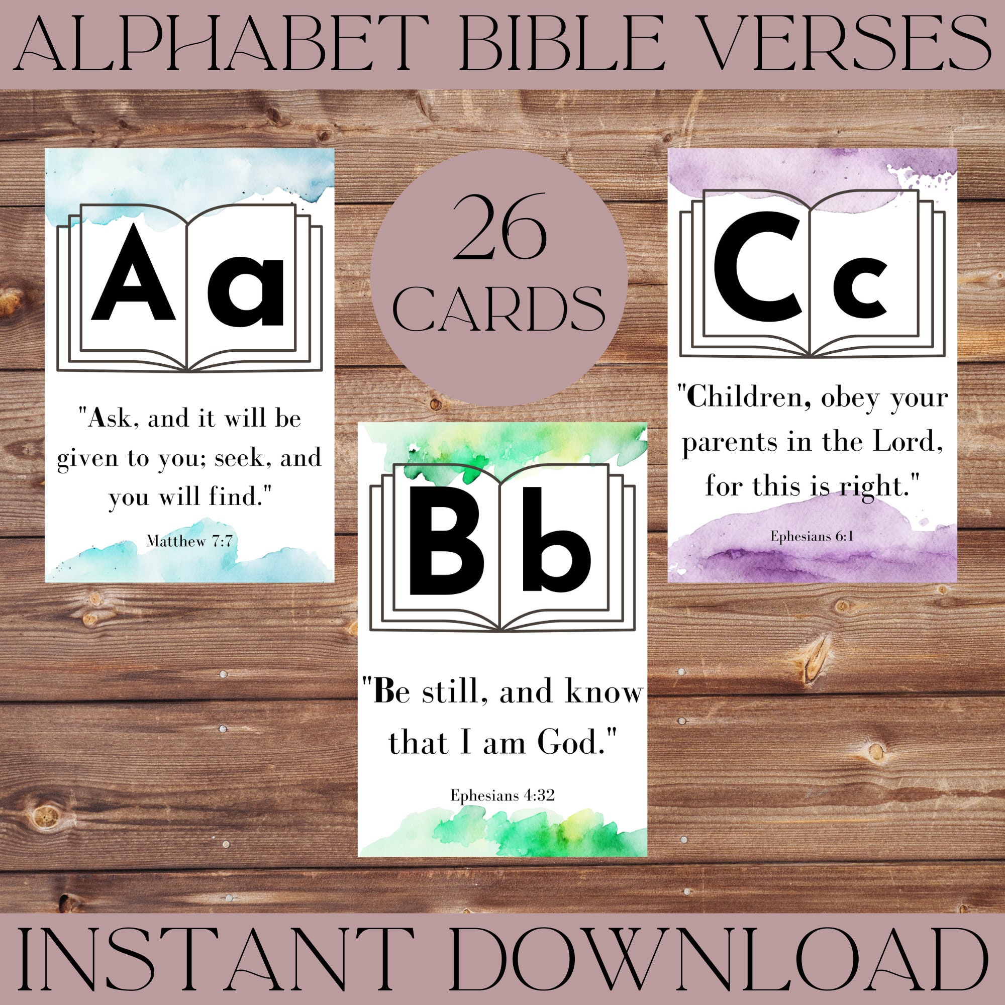 Watercolor Alphabet Scripture Cards | ABC | Memorization | Bible Verses ...