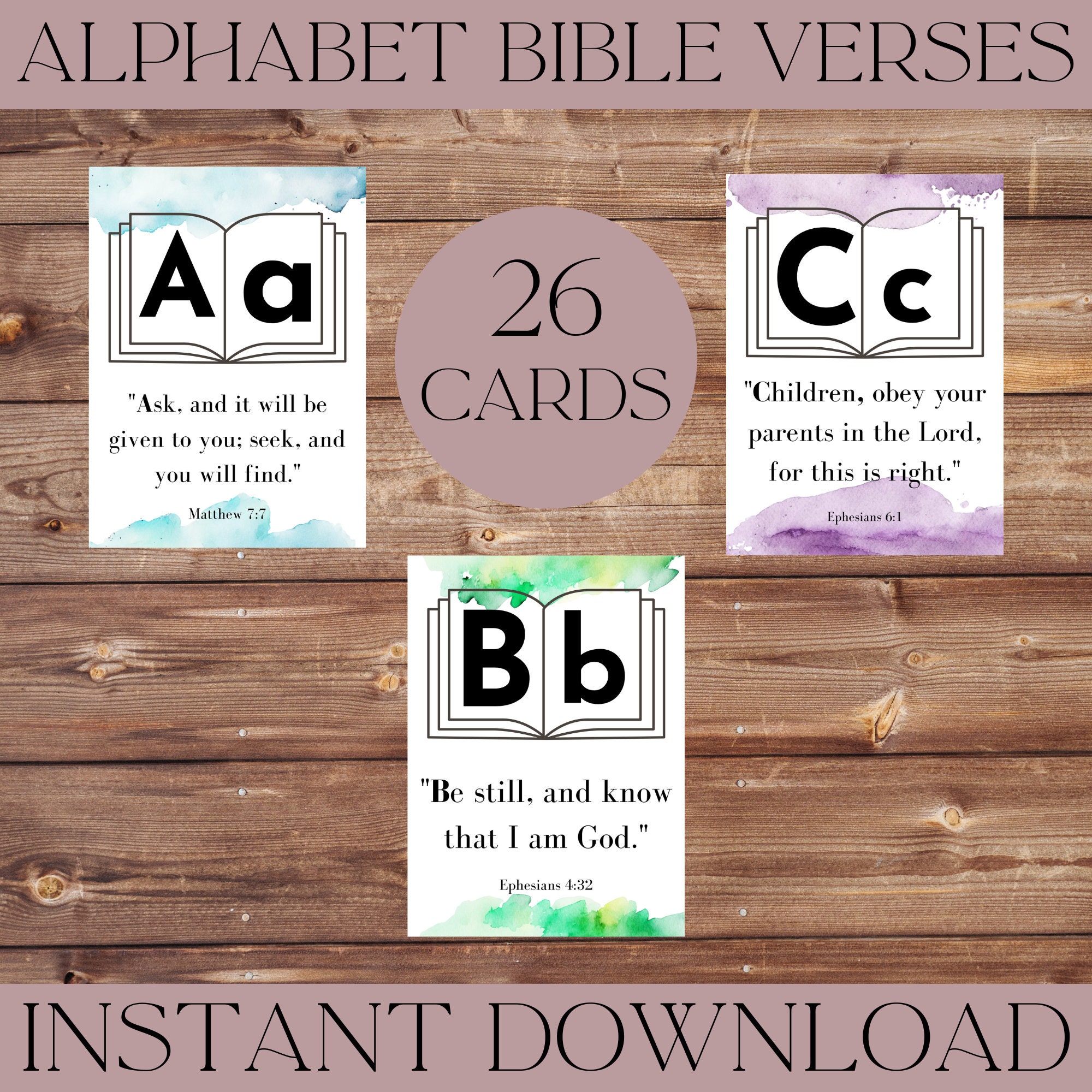 Watercolor Alphabet Scripture Cards | ABC | Memorization | Bible Verses ...